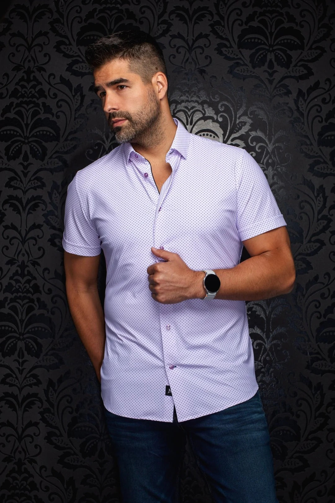 Au Noir Nylon Short Sleeve Shirt | Nick Geo Lavender – Men Fashion