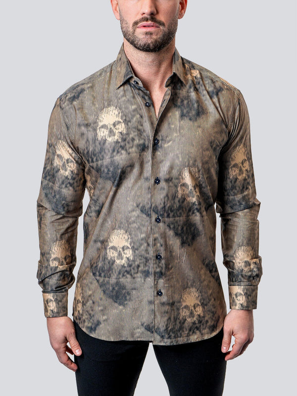 Maceoo Shirt | Fibonacci Skull Sand Brown – Men Fashion