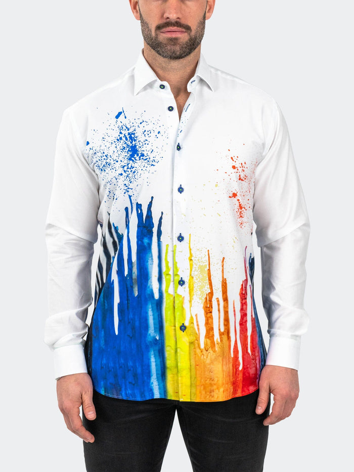Maceoo Stretch Shirt |Fibonacci Dripped White – Men Fashion