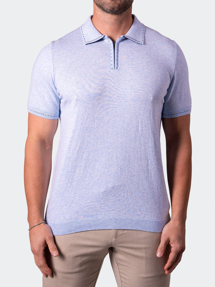 Maceoo Stretch Short-Sleeve Polos | Polo ZipBaby Blue – Men Fashion