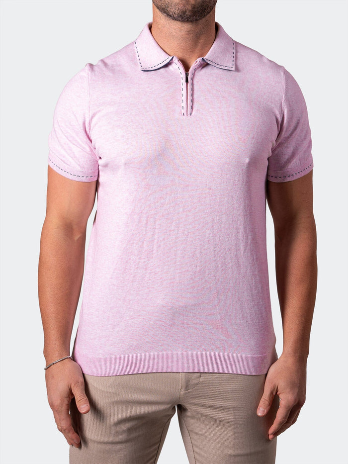 Maceoo Stretch Short-Sleeve Polos | Polo ZipSoft Pink – Men Fashion