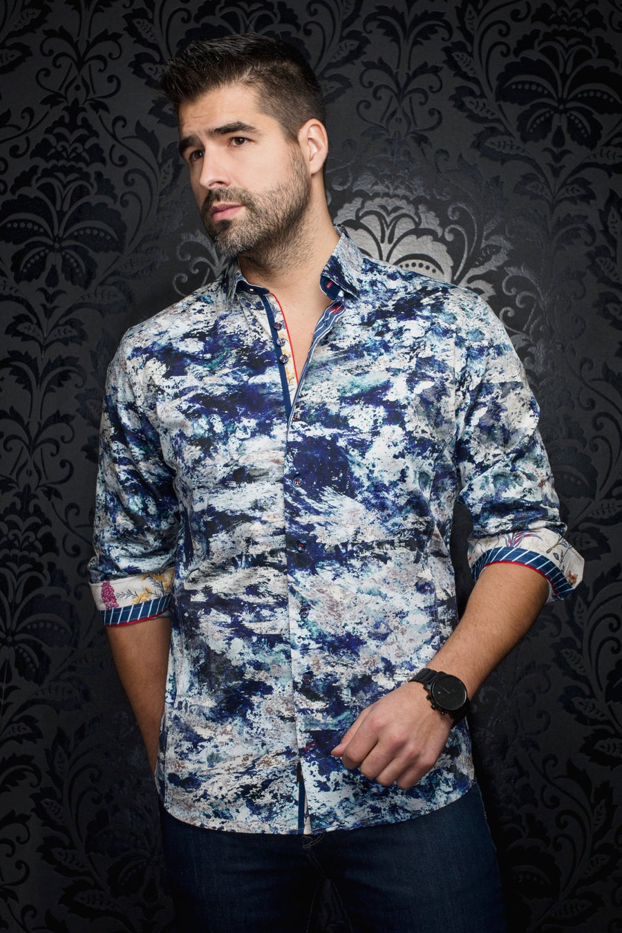 Au Noir Stretch Shirt | Magnani Indigo – Men Fashion